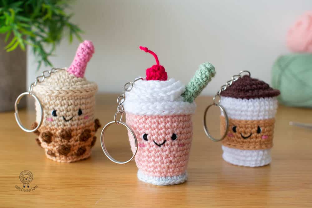 Free Crochet Keychain Pattern – Cute Strawberry Milkshake Amigurumi ...